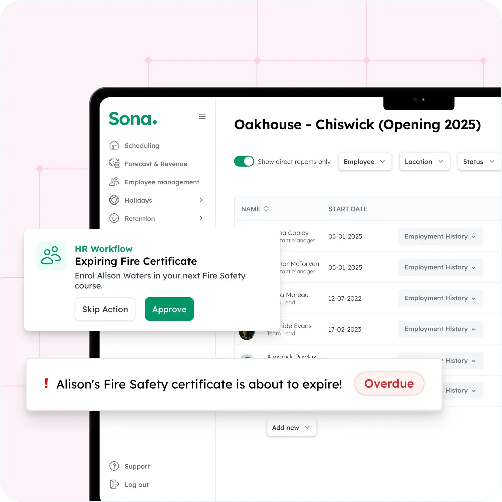 HR Tasks + Workflows | Sona Features